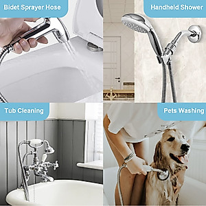 OFFO Shower Hose, 48 Inch Bidet Hose High Pressure Explosion Proof Toilet Hose for Bidet Sprayer Stainless Steel Electroplating Handheld Shower Hose Flex Hoses with Woven Inner Tube, Chrome