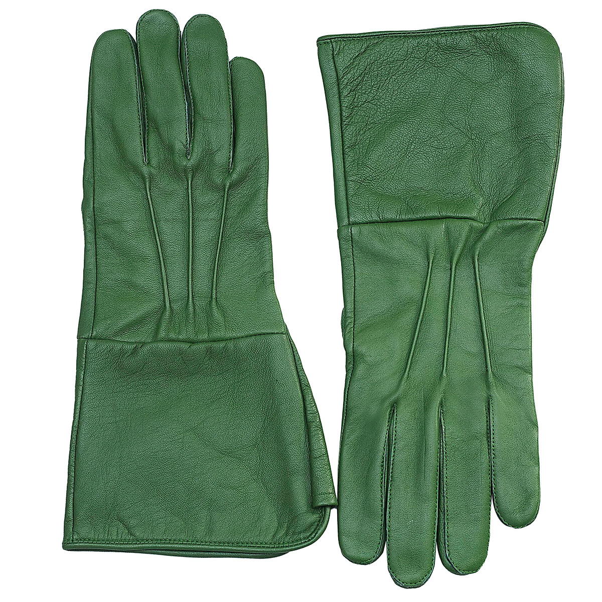 LEATHER LH HANDS Men's Medieval Renaissance Cosplay Unlined Gauntlet Genuine Leather Costume Gloves Green Small