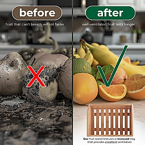 PALM NAKI® Bamboo Fruit Basket 2-Tier - Sturdy & Attractive Space-Saving Fruit Stand Design, Easy Assembly, Enhanced Air Circulation, Fruit Storage (Natural Bamboo)