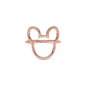 Pura Vida Rose Gold Plated Disney Mickey Mouse Outline Ring - Brass Base, Stackable Band - Size 8