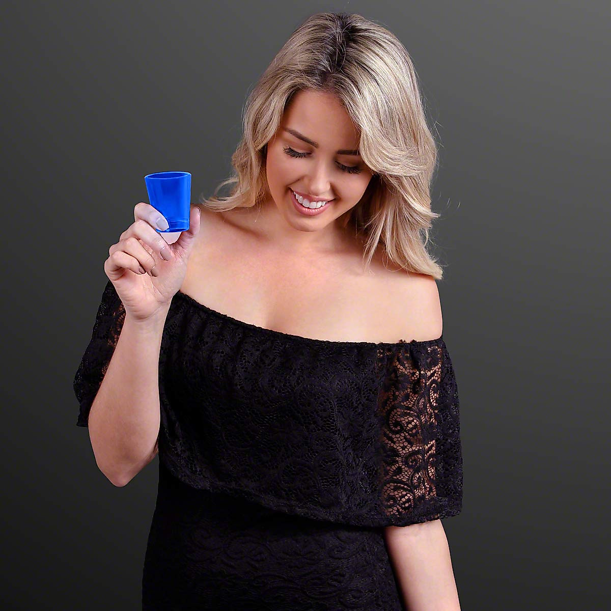 FlashingBlinkyLights 1.5 oz. Neon Blue Glow Shot Glasses, UV Reactive (12 pack)