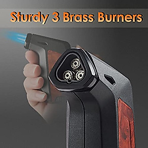 2 Pack Torch Lighter, Zoocura Triple 3 Jet Flame Butane Lighters Refillable Torch Lighters Adjustable Gas Lighter With Safety Lock Windproof Lighters Gift for Men BBQ Grill Camping (Fuel Not Included)