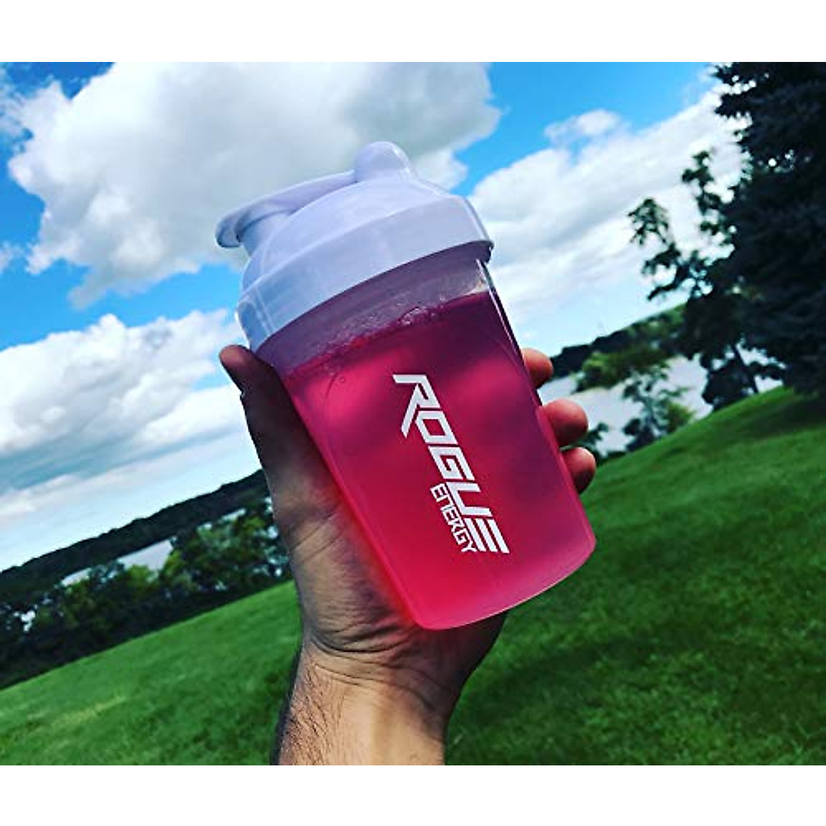 Rogue Energy Shaker Bottle | 16-Ounce, 500ml, BPA Free, Dishwasher Safe, Clear and White (Showcase Edition)