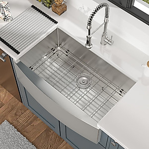 33 Inch Farmhouse Kitchen Sink - Mocoloo 33 Inch Stainless Steel Sink 16 Gauge Deep Single Bowl Undermount Apron Front Farm Sinks