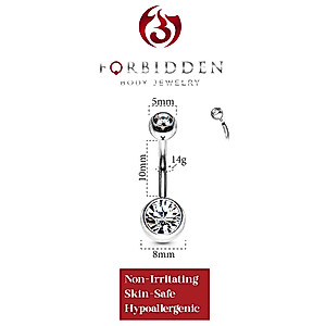 Forbidden Body Jewelry Belly Button Ring Double CZ Crystal Ball Belly Ring Surgical Steel Internally Threaded 14G