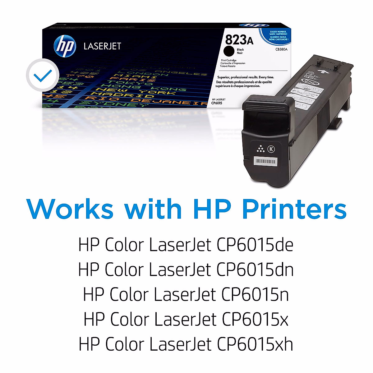 Original HP 823A Black Toner Cartridge | Works with HP Color LaserJet CP6015 Series | CB380A