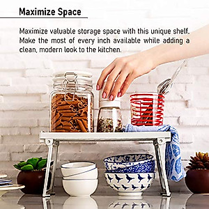 EDNA HOME Cabinet Shelf Organizer, Elegant Stacking Cabinet Rack, 5.5in x 11.8in, Sturdy Plastic Pantry and Counter Shelf for Kitchen, Closet, Bathroom, Bedroom, Office, Made in Europe, 1-Pack