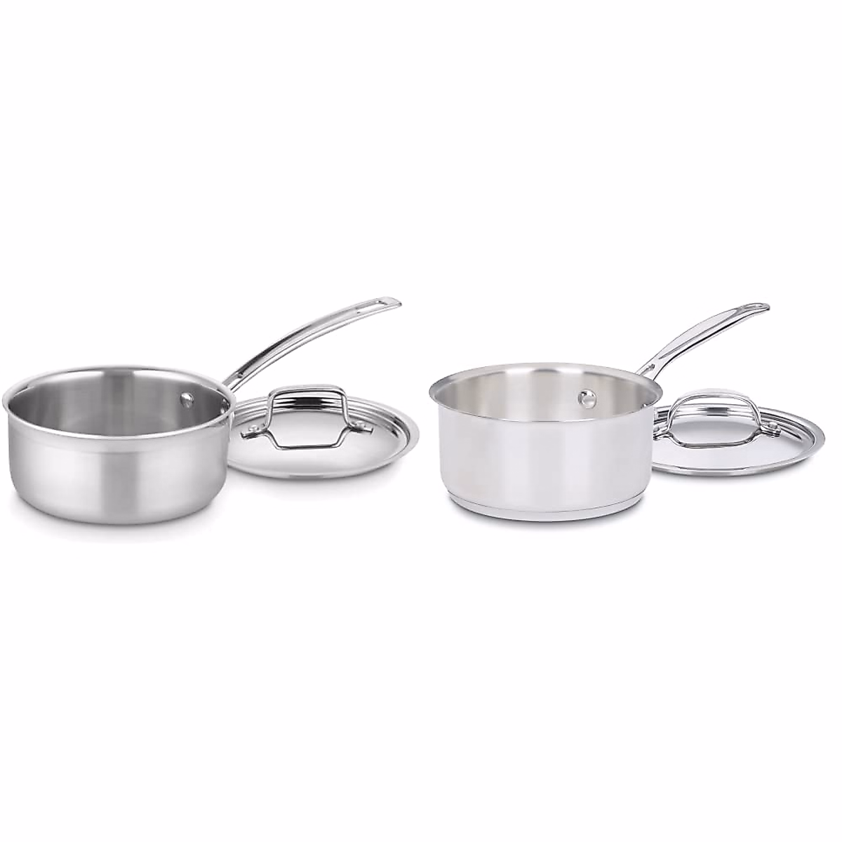 Cuisinart 1.5 Quart Multiclad Pro Triple Ply Saucepan w/Cover, MCP19-16N & 1 Quart Saucepan w/Cover, Chef's Classic Stainless Steel Cookware Collection, 719-14