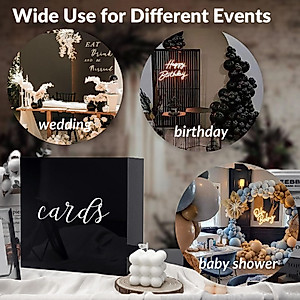 JupDec Wedding Card Box for Reception with Slot, 10" Large Black Acrylic Box DIY Card Storage Box for Gifts, Souvenirs, Donations, Card Box Holder for Baby Showers Birthday Party Graduations
