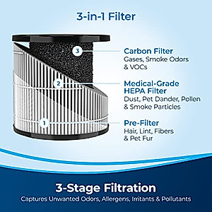 BISSELL® MYair™+ Air Purifier with HEPA Filter for Small Room and Home, Quiet Air Cleaner for Allergens, Pets, Dust, Dander, Pollen, Smoke, Hair, Odors, 3179A