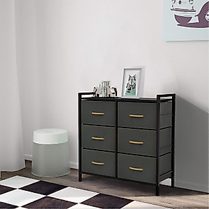 ROMOON Fabric Dresser for Bedroom, Chest of Drawers with Removable Fabric Bins, Organizer and Storage Drawers for Closet, Living Room, Entrance, Nursery (Dark Grey)