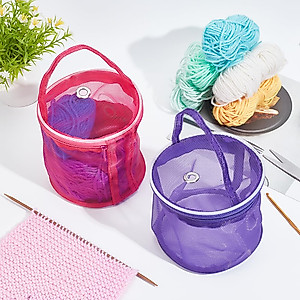 FREEBLOSS 2 Pack Yarn Storage Bag Mesh Holder Yarn Storage Organizer Portable Crochet Knitting Bag Empty Yarn Storage Bags Yarn Holder for Carry Crochet Hooks Sewing Accessories Storage Tote Bag
