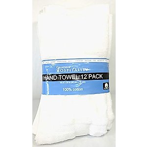 Grandeur Hospitality Towels 12 Pack 100% Ring Spun Cotton Soft-Durable-Absorbent Hand Towels