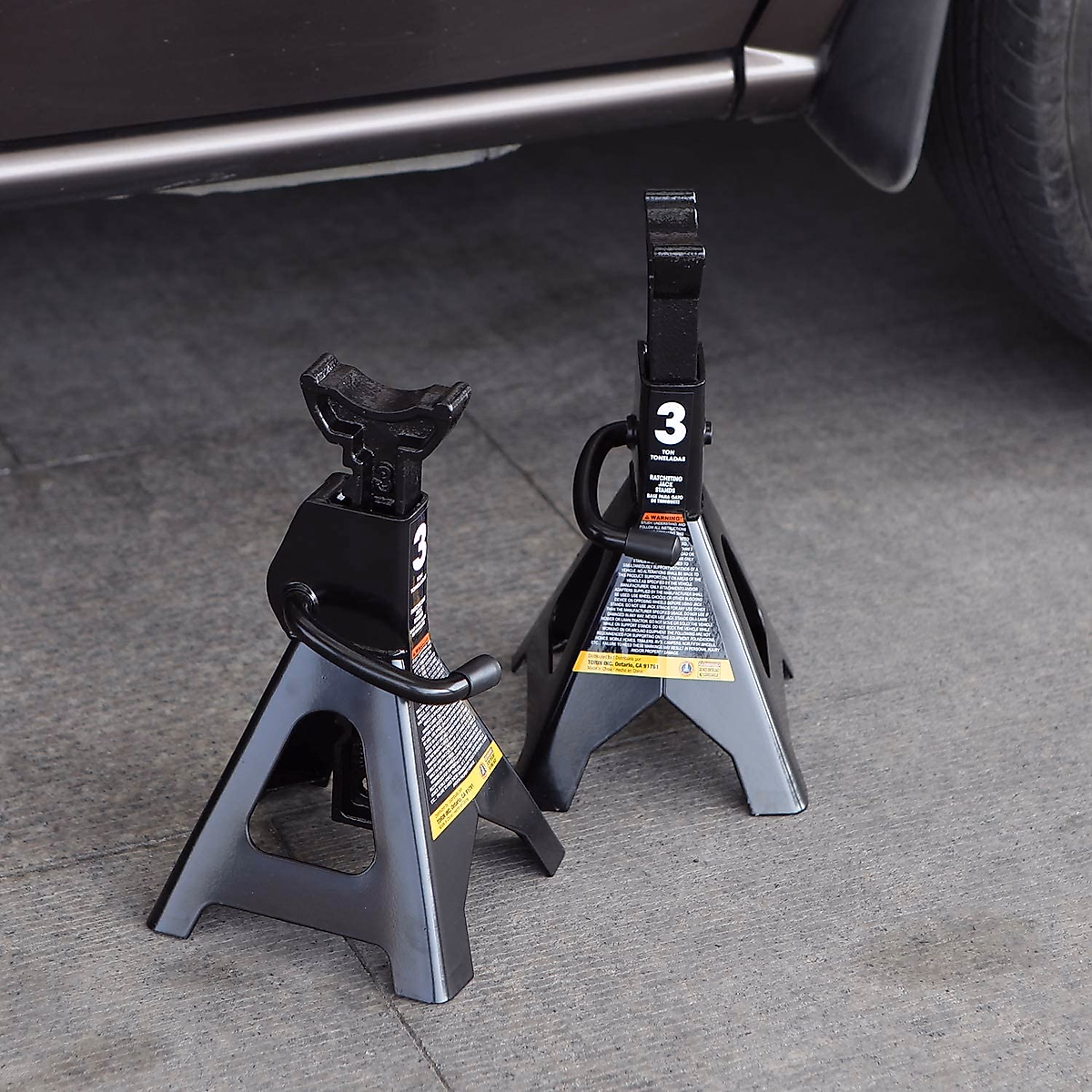 BIG RED AT43202BR Torin Steel Jack Stands: 3 Ton (6,000 lb) Capacity, Black, 1 Pair