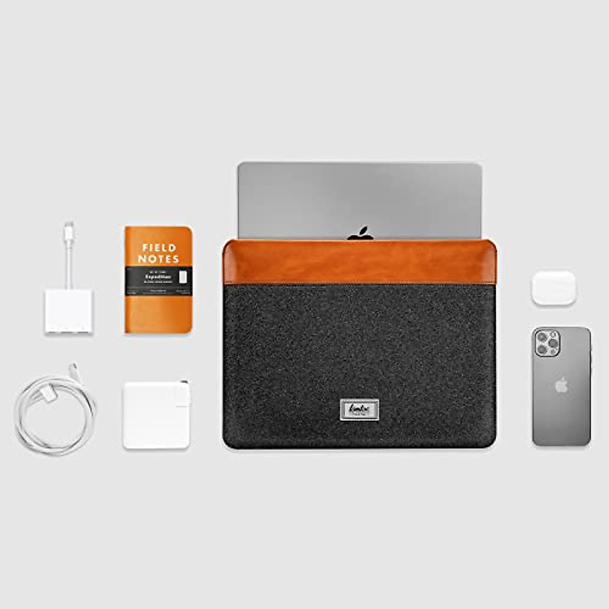 tomtoc Felt & PU Leather Laptop Sleeve for 13-inch MacBook Air M2/A2681 M1/A2337 2022-2018, 13 Inch MacBook Pro M2/A2686 M1/A2338 2022-2016, Surface Pro 9/8/X/7+/7/6/5, Ultra-Slim Accessory Case