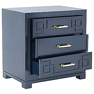Safavieh Home Collection Raina Navy 3-Drawer Greek Key Nightstand