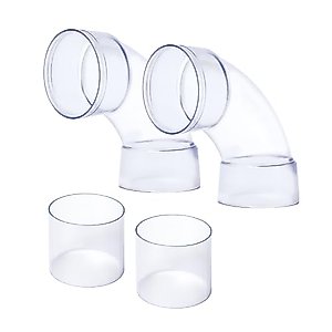 POWERTEC 70309-P2 4 Inch ID 90 Degree Elbow for 4 Inch OD Dust Collection Pipes, Adapters and Fittings with Splice for 4 Inch ID Dust Collection Hose Connector (Clear), 2 Sets