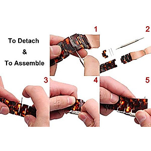 iLVANYA resin watch Bands for Fossil Men's Gen 5 Carlyle/Fossil Women's Gen 5 Julianna/Fossil Men's Gen 4 Explorist Smart Watch, Replacement Quick Released Wristband Strap(22mm Tortoise)