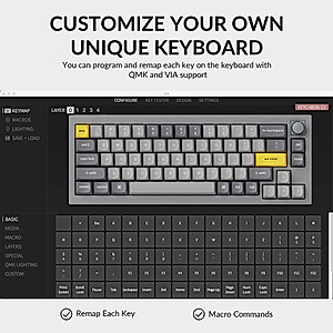 Keychron Q2 Wired Custom Mechanical Keyboard Knob Version, 65% Layout QMK/VIA Programmable Macro with Hot-swappable Gateron G Pro Brown Switch Double Gasket Compatible with Mac Windows Linux (Grey)