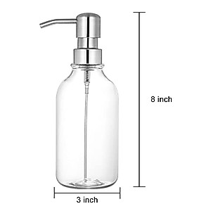 4 Set Foaming Hand Soap Dispenser Bathroom, Brushed Nickel Stainless Steel Foam Dispenser (Stainless Steel Pump + Clear Bottle)