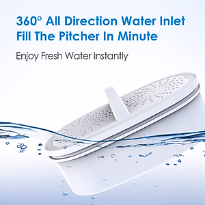 Waterdrop 200-Gallon Long-Life 10-Cup Water Filter Pitcher with 1 Filter, NSF Certified, 5X Times Lifetime, Reduces PFOA/PFOS, Chlorine, BPA Free, Blue