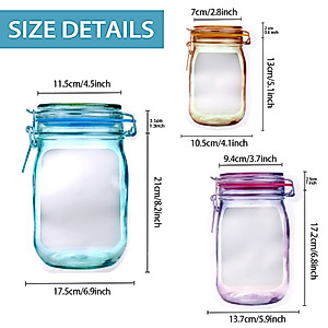 KESTAR 30 Pcs Mason Jar Zipper Bags, Spice Storage Bags, Reusable Food Saver Storage Bags Snacks Zipper Sealed Bags Fresh Bags with 30 PCS Labels for Travel Camping Picnic (Style01 30 PCS)