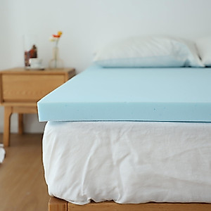 Simple&Opulence 2 Inch Memory Foam Mattress Topper, Cooling Gel Infused Mattress Pad for Back Pain Relief，Ventilated and Breathable - Queen Size