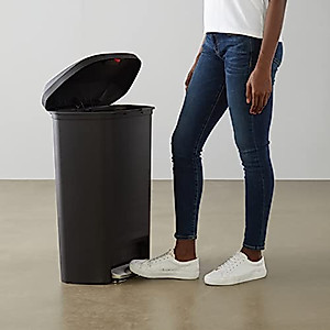 Amazon Basics Tall Kitchen Plastic Rectangular Trash Can with Steel Pedal, Black, 50 Liters