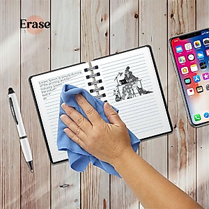 The Fusion Square A5 Smart Notebook Waterproof & Reusable 22-sheet Notepad, Scannable for Digital Use with Erasable Pen and Microfiber Wipe (5.8 x 8.3, Black)