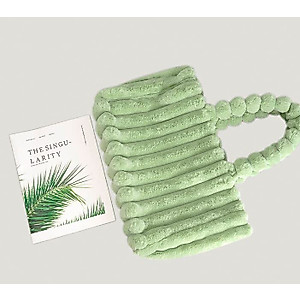 Women's Tote Handbag Fleece Shoulder Bag Hobo Tote Bag Faux Fur Retro Casual Clutch Cute