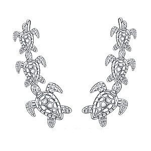 WINNICACA Ear Crawler Earrings for Women Earrings Sterling Silver Ear Climber Earrings for Women sea turtle Jewelry Gifts