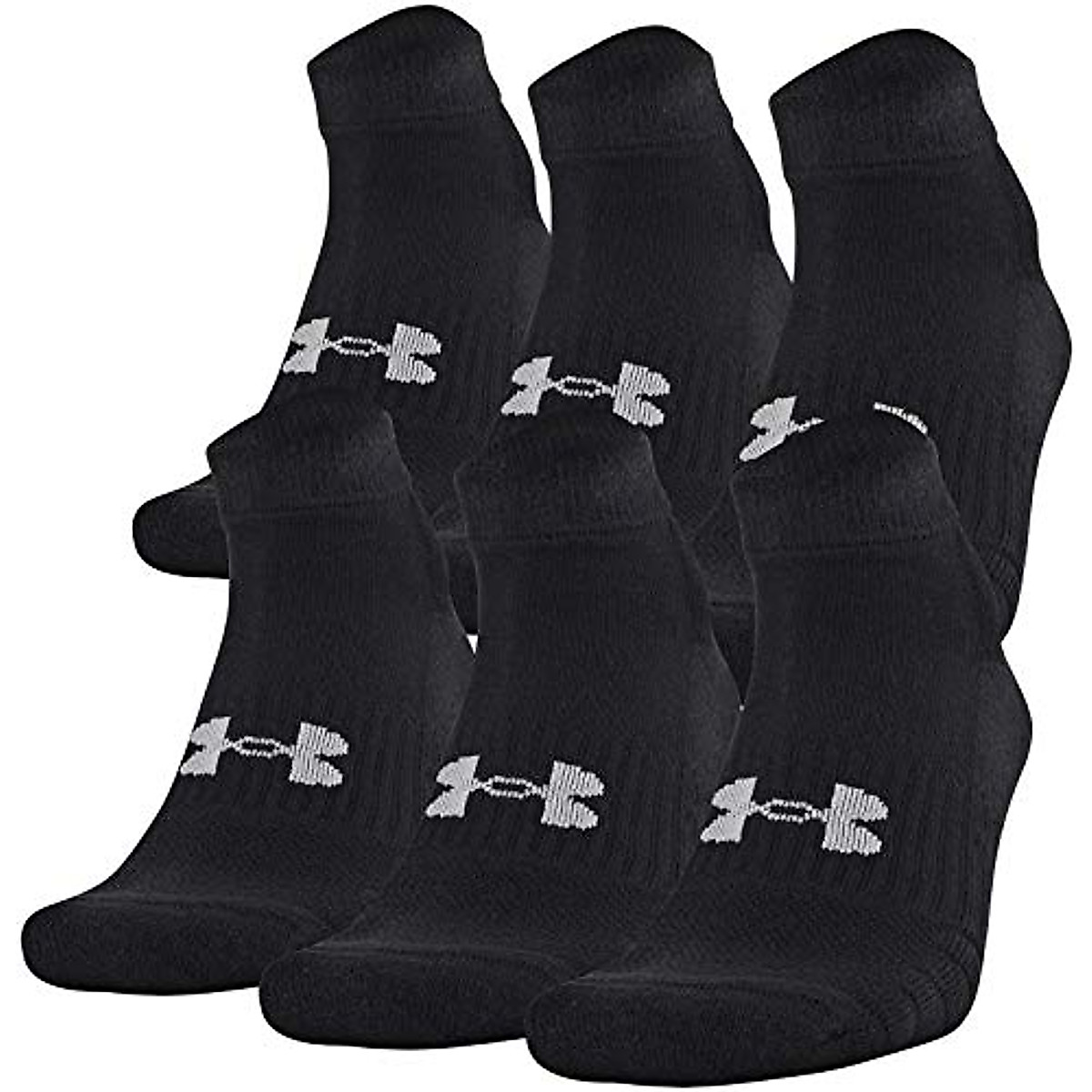 Under Armour Adult Training Cotton Low Cut Socks, Multipairs , Black (6-Pairs) , Large