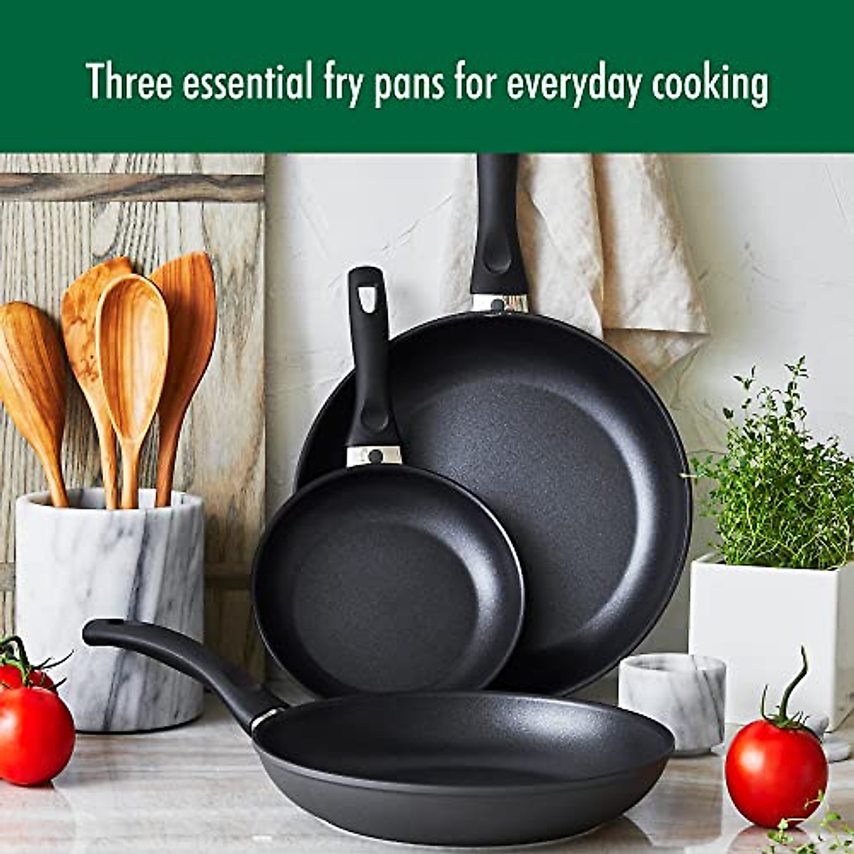 BALLARINI Parma Arezzo by HENCKELS 3-pc Nonstick Fry Pan Set, Made in Italy, Durable and Easy to clean, Set includes 8-inch, 10-inch and 12-inch fry pan