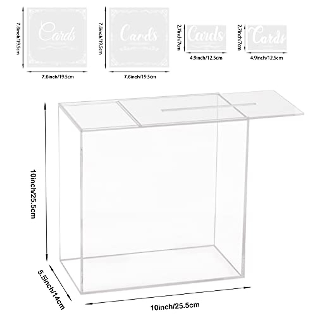 Clear Acrylic Wedding Card Box, Large DIY Card Box Blank No Print for Wedding Reception, Graduation Party, Bridal Shower, Keepsake Party Favor, Cosmetic Home Decor (10 x10 x 5.5 Inch)