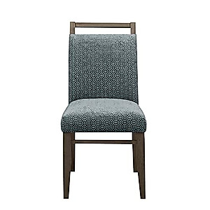 Madison Park Elmwood Dining Chair Set of 2-Cut Velvet Upholstered Backrest, Foam Seat Cushion Modern Kitchen Furniture, Reclaimed Grey Finished Solid Wood Legs, 38.5" H, Blue