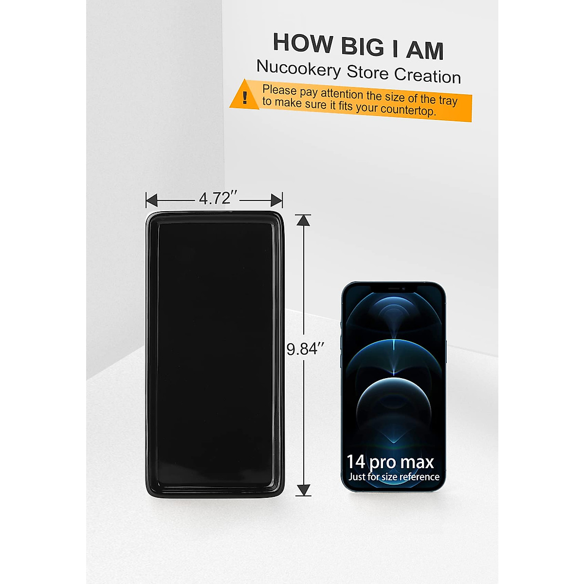 Nucookery 10" Serving Tray,Porcelain Kitchen Rectangle Platter,Ceramic Bathtub Organizer, Black (10", Set/1)