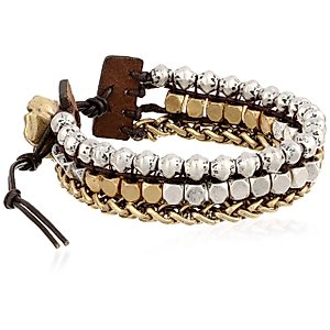 Lucky Brand "Royal Jewels" Two-Tone Mixed Two-Tone Faux Wrap Bracelet, 7"