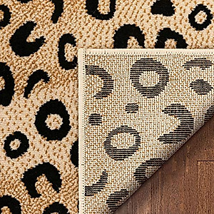Well Woven Dulcet Leopard Black Ivory Animal Print Area Rug 2' x 7'3" Runner