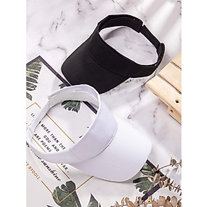 5 Pieces Sport Wear Athletic Visor Sun Visor Adjustable Cap Men Women Sun Sports Visor Hat (Black)