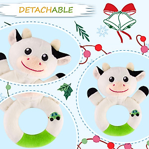 ush Baby Rattle Toys for Babies 0-6 Months Soft Baby Toys Stuffed Animal Plush Rattle Newborn Sensory Toys Newborn Infant Security Blanket Loveys Small Animals Doll（Cow）