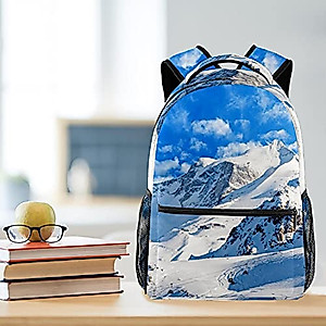 Snowy Winter Landscape Of A Ski Resort Backpack Students Shoulder Bags Travel Bag College School Tote Backpacks