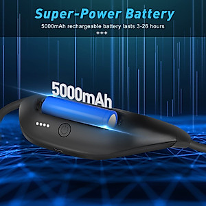 5000mAh Neck Fans Portable Rechargeable Prime, Battery Operated Neck Fan for Women, Lasts 26 Hours, Fast Charge, 6 Speeds Hand Free Fan, Personal Cooling Fan, Wearable Fan for Sports Travel Camping