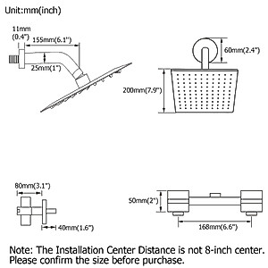 FSCEPIXI 2 Handles Shower Faucet Set with Stainless Steel Shower Head,Single Function Shower Trim Kit with Rough-in Valve,Matte Black