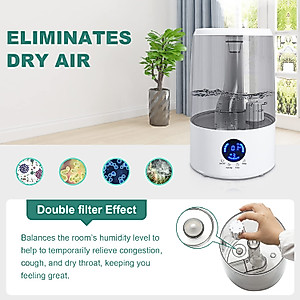 Ultrasonic Cool Mist Humidifier, 1.0 gal (3.5 L) Large-capacity Air Humidifier for bedroom, Lasts Up to 23 Hours with Whisper-Quiet Operation, Powerful Humidification, Timer Function, Easy to Clean