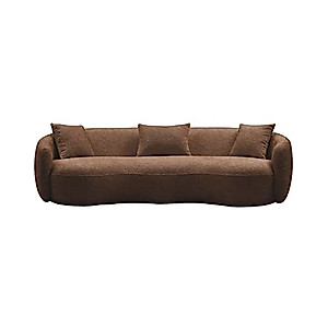 Modern Cloud Curved Sofa Mid-Century Comfy Half Moon Boucle Couch,Luxury 4-Seat Fabric Upholstered Leisure Deap Seat Sectional Sofá with 3 Throw Pillows for Living Room
