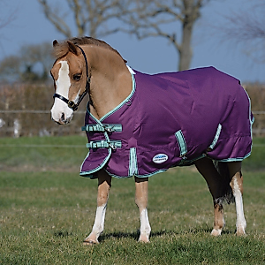 WeatherBeeta ComFiTec Premier Freedom Pony Standard Neck Lite Horse Blanket, Purple/Navy/Mint, 69"