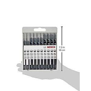Bosch Professional 2607010146 10-Piece Jigsaw Blade Set (for Wood, Accessories for Jigsaws T Shank Socket)