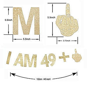 Morndew Gold Gliter I AM 49+1 Paper Banner for 50th Birthday Party Sign Backdrops Funny/Gag 50 Bday Party Wedding Anniversary Celebration Party Retirement Party Decorations