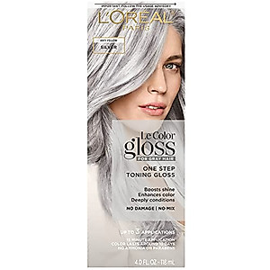 L'Oreal Paris Le Color Gloss One Step In-Shower Toning Hair Gloss, Neutralizes Brass, Conditions & Boosts Shine, Silver, 4 Ounce