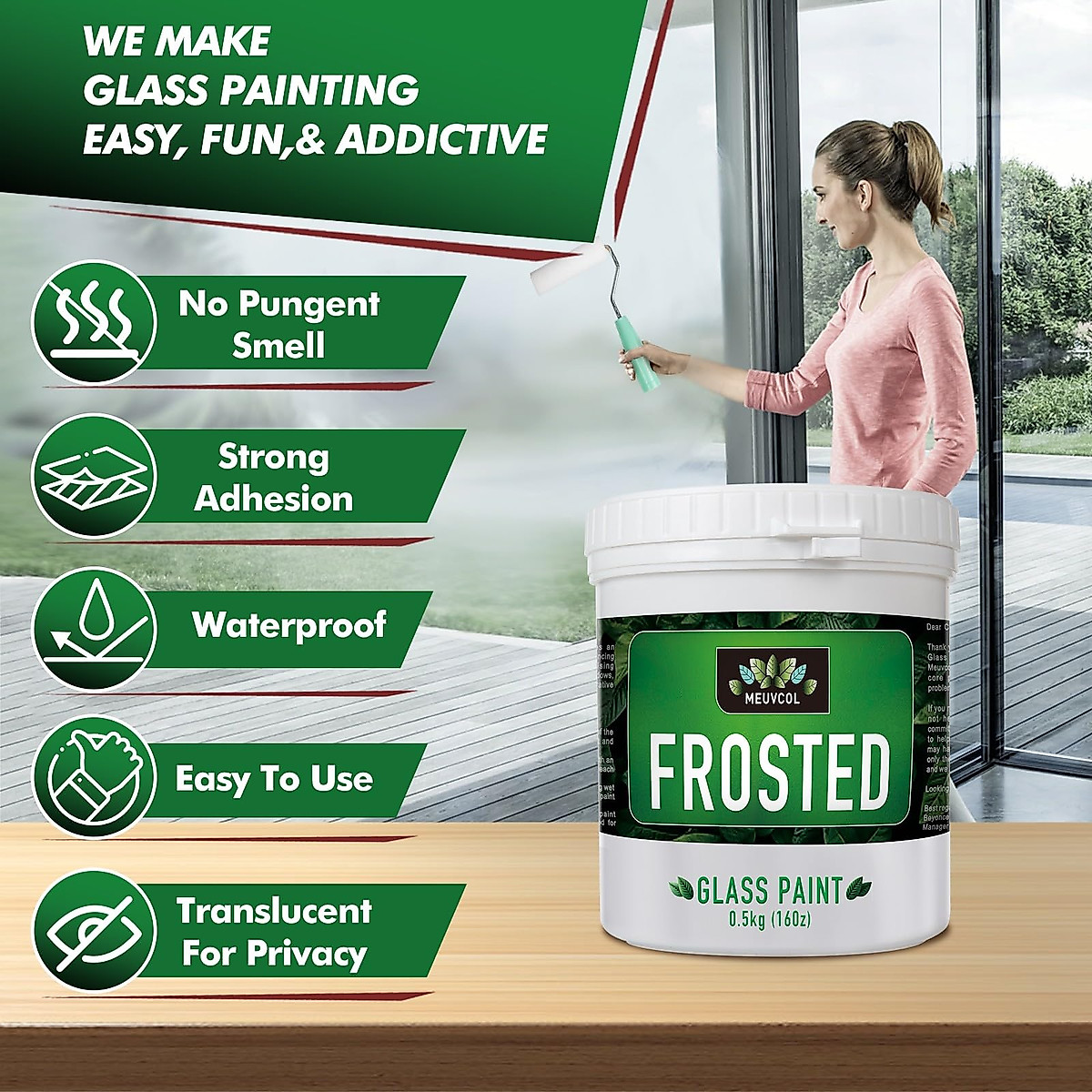 Frosted Glass Paint, Privacy Window Paint For Glass, Frosted Glass Spray Waterproof & UV Resistant, Window Frosting Spray For Shower Doors, Bathroom, Kitchen, Craft, Indoor & Outdoor (16oz)